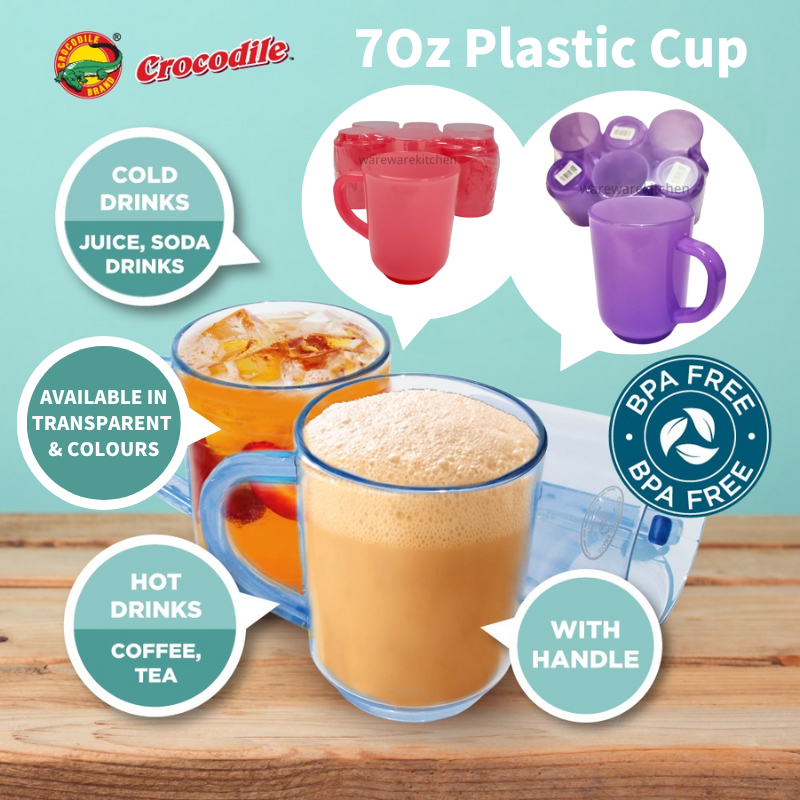 6PCS 7Oz Plastic Cup Cawan Plastik Colourful Cup Transparent Cup Thick ...