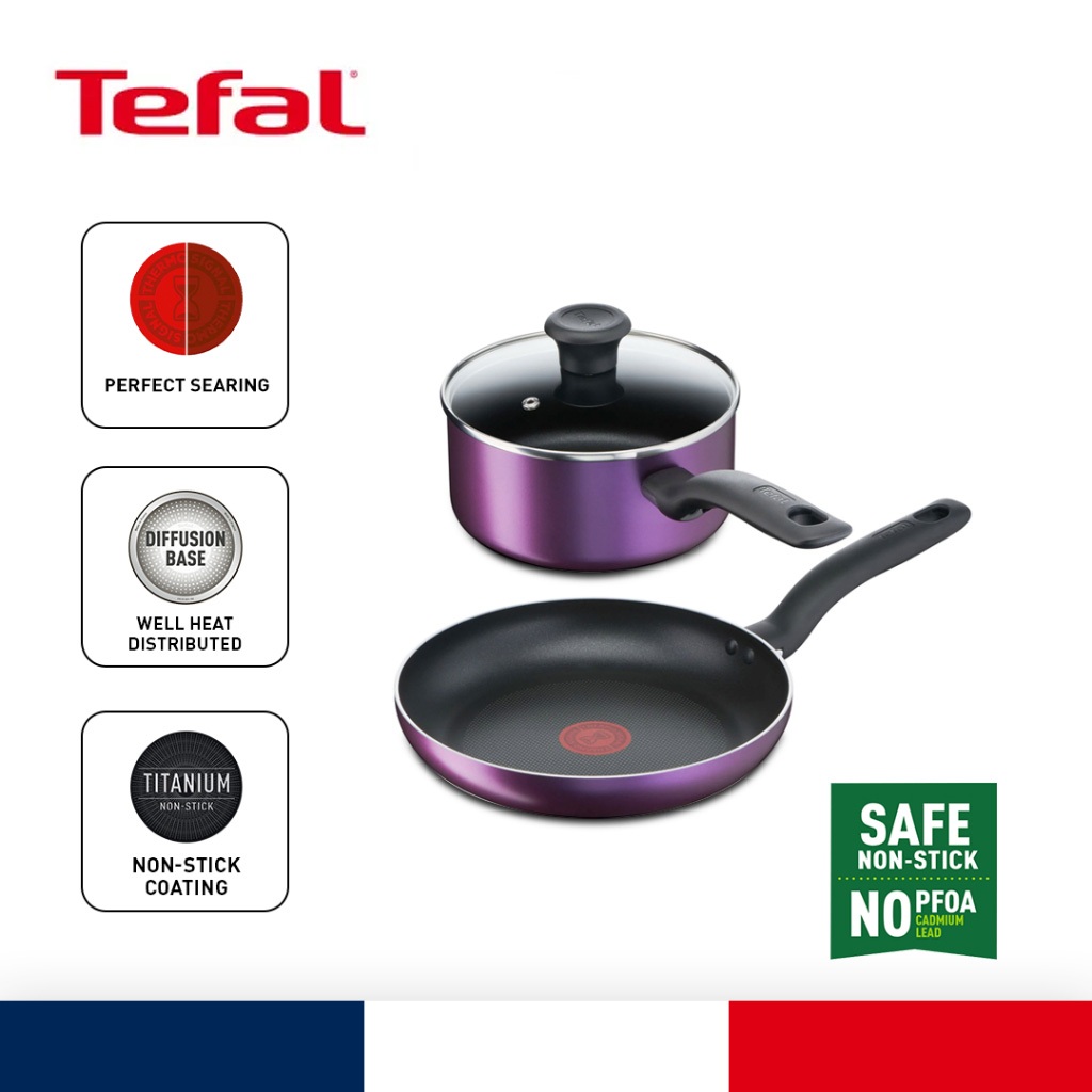 Tefal Cooking Source 3pcs Set (Frypan 24cm + Saucepan 18cm + Glass lid ...