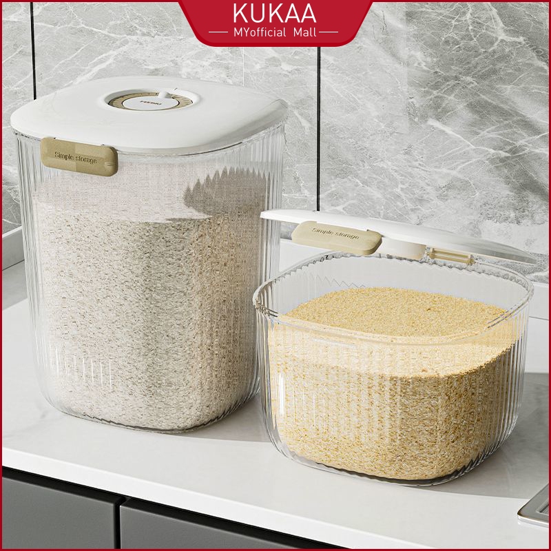 Kukaa 5/10KG Moisture-Proof Rice Storage Box Grains Bucket Sealed ...