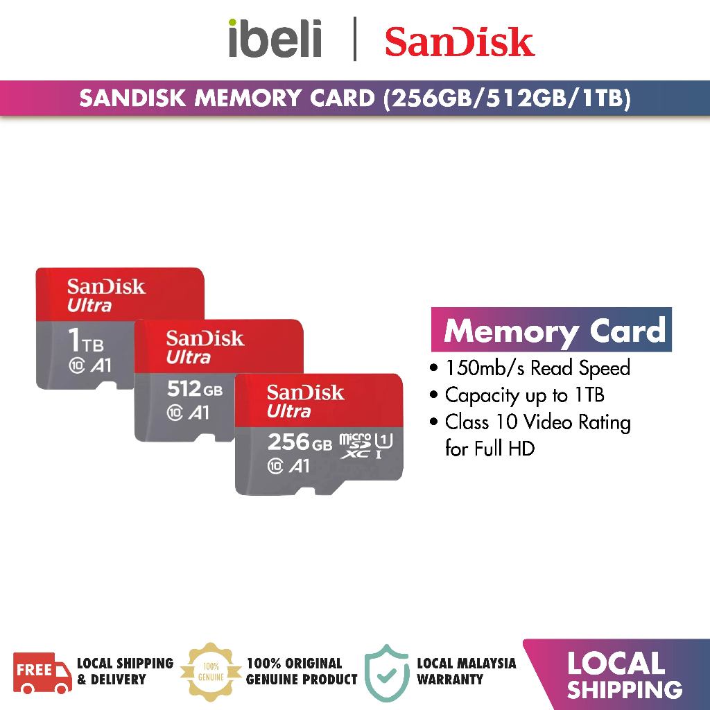SanDisk Memory Card Ultra A1 MicroSD Memory Card Class 10 150mb/s ...