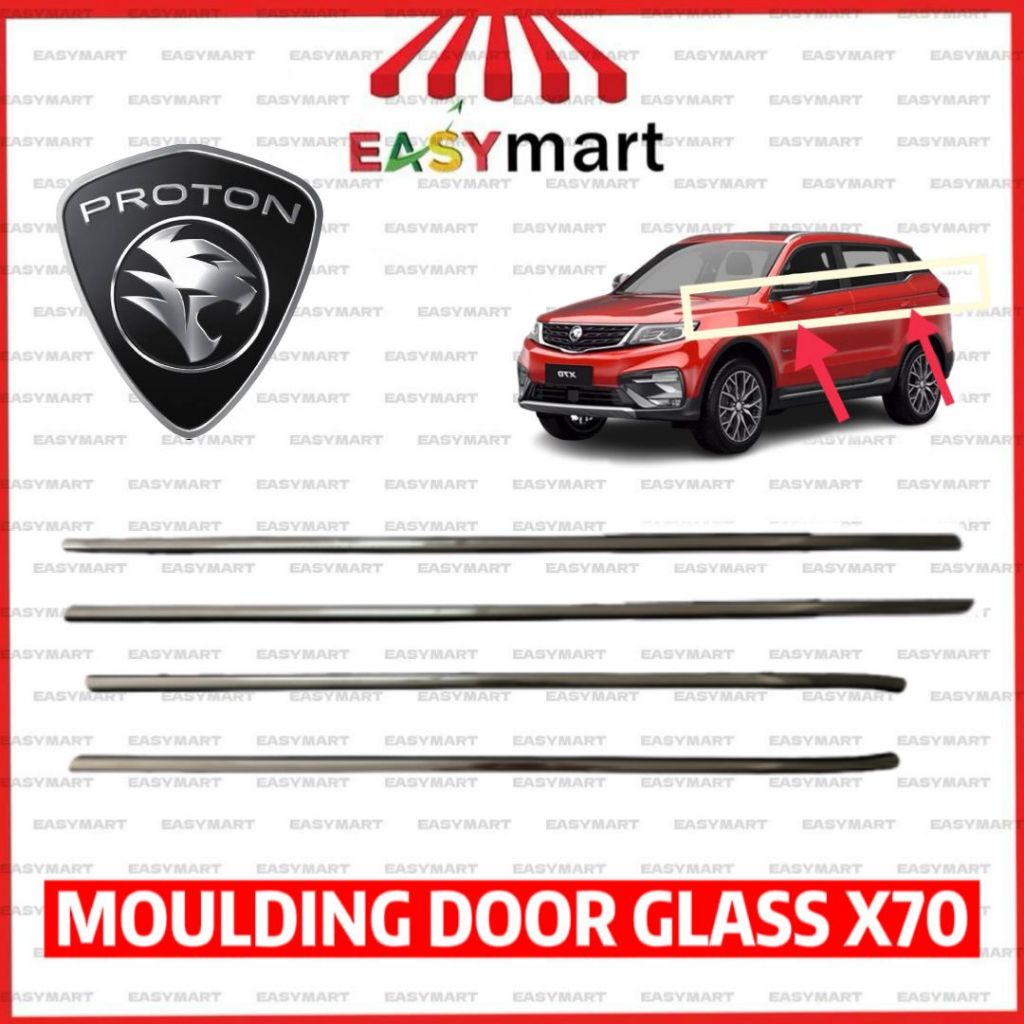 PROTON X70 GEELY GLASS DOOR MOULDING CHROME SEAL RUBBER OUTER STRIP ...