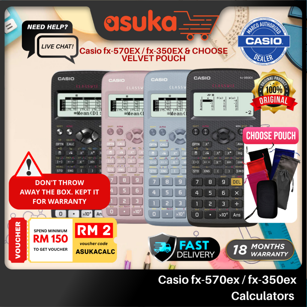 Casio fx-570EX / Casio Black fx-350ex Scientific Calculator Genuine ...