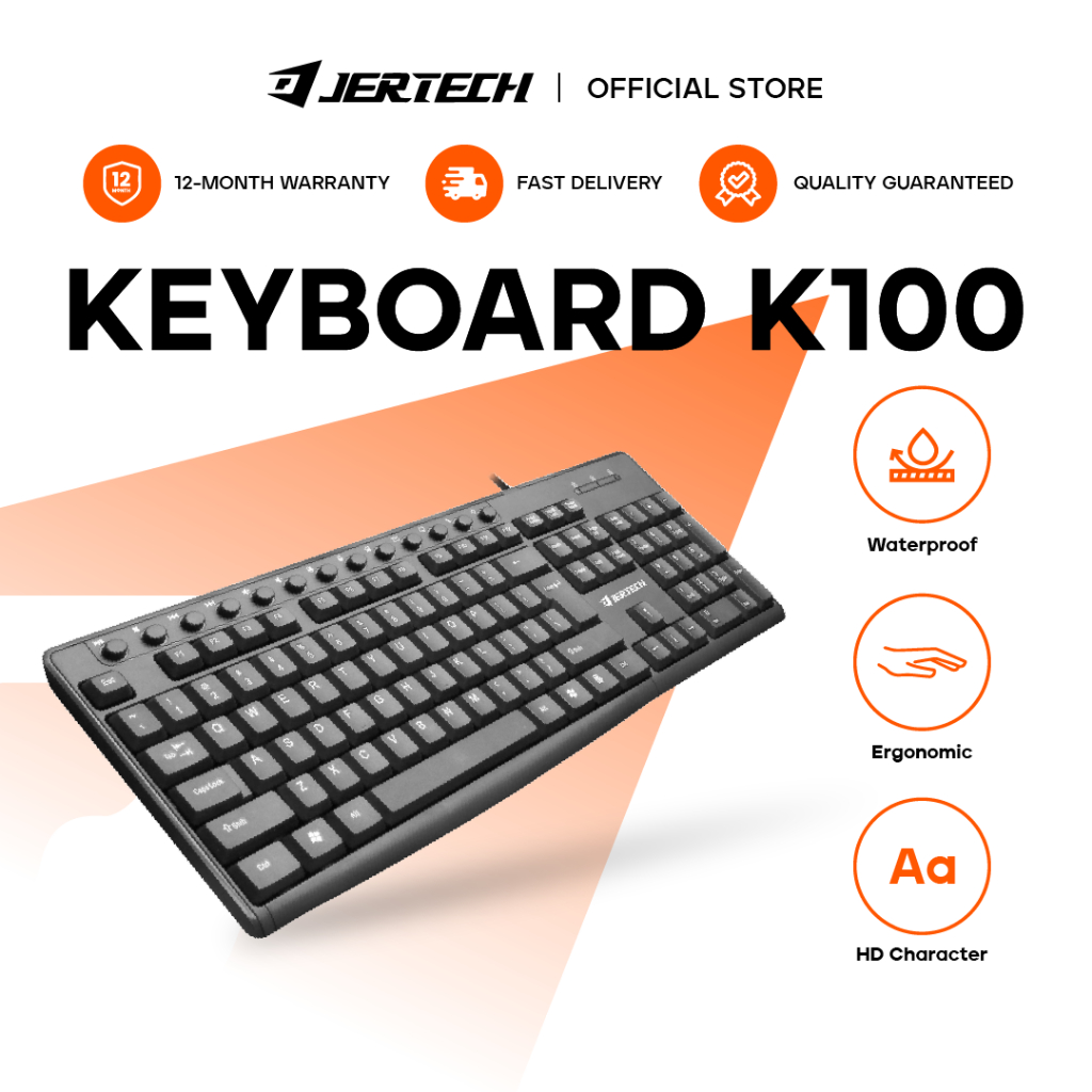 Jertech K100 116 Keys Multimedia Wired Keyboard - Black (Wired ...