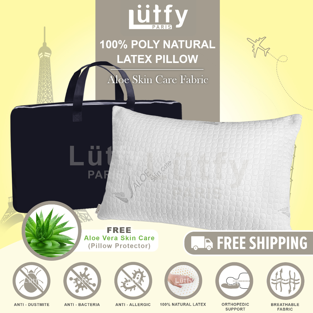*Prestigious Quality* Lutfy Paris 100% Poly Natural Latex Pillow Bantal ...