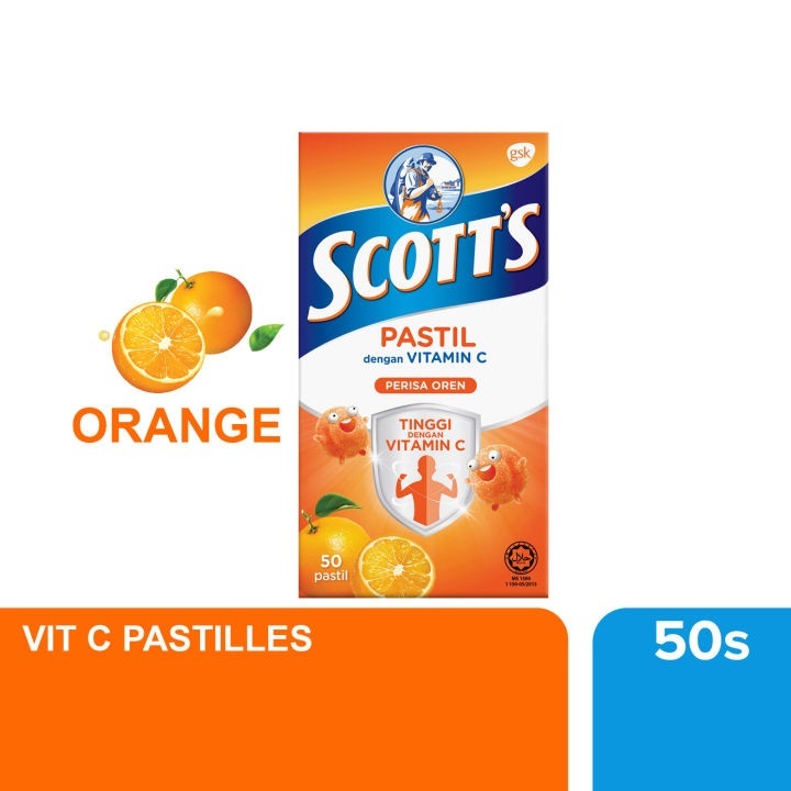 Scott's Vitamin C Pastilles, Children Supplement, Orange flavour 50s ...