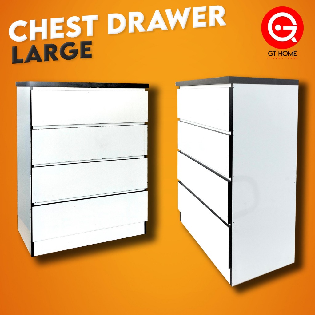 [XL Size] 4 Drawer Chest Drawer Set | Rak Baju Putih | Almari Kabinet ...