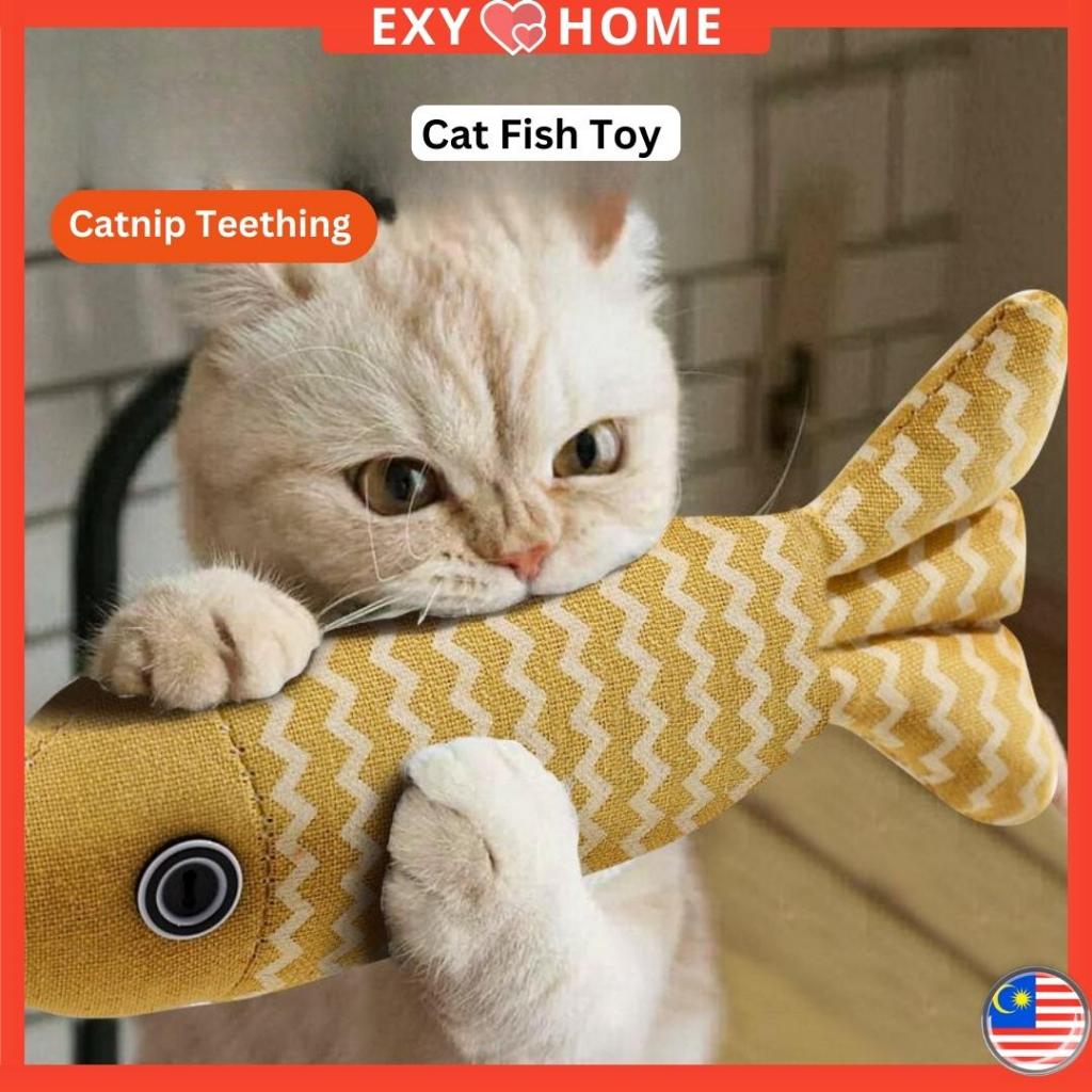 Cat Fish Toy Catnip Teething Stick Mint Pillow Pet Kitten Play Bite ...
