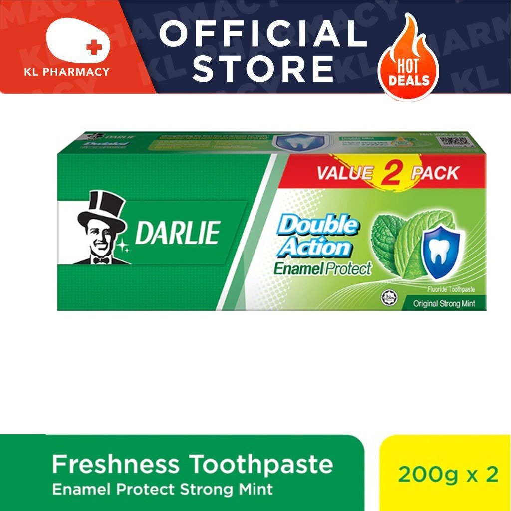 [200g]Darlie Double Action Enamel Protect Toothpaste Original Strong Mint 200g x 2/ 200g x1 (no ...