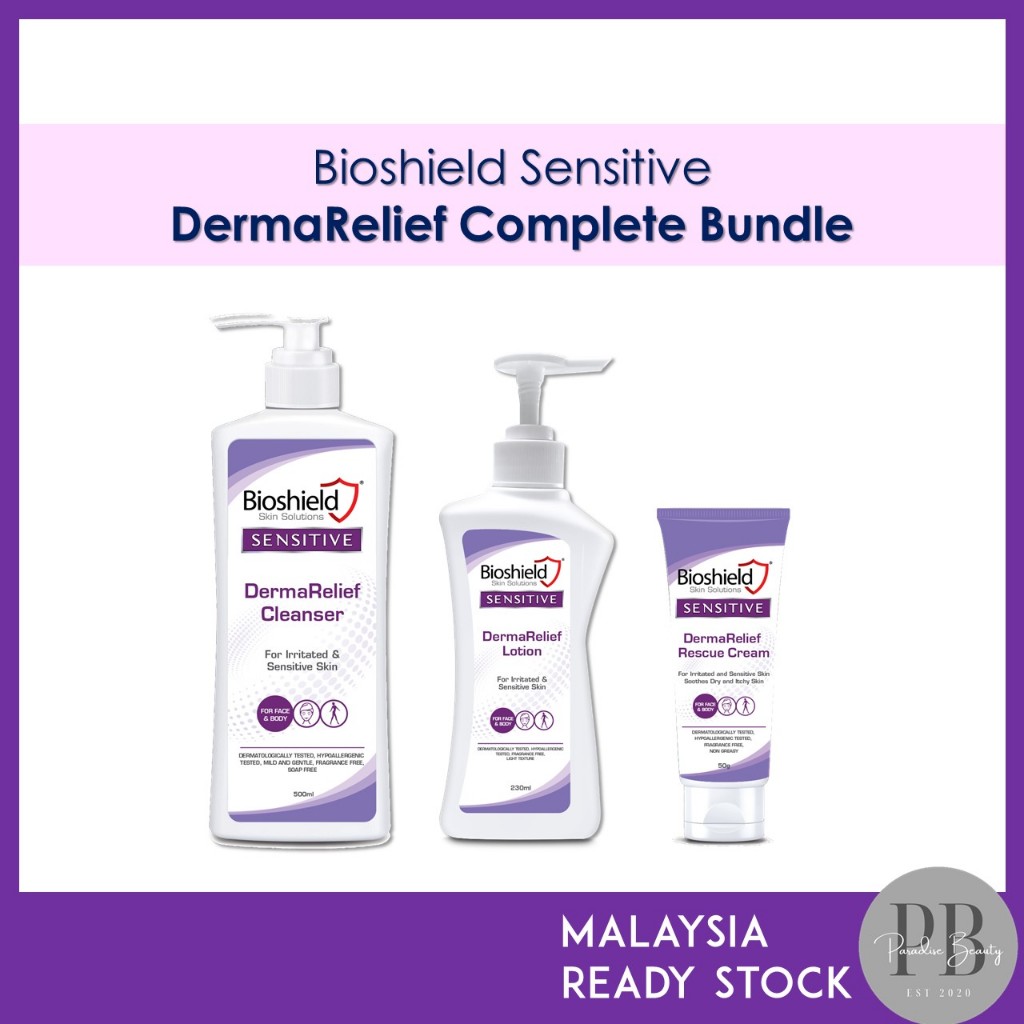 Bioshield Sensitive DermaRelief Complete Bundle (Cleanser 500ml ...