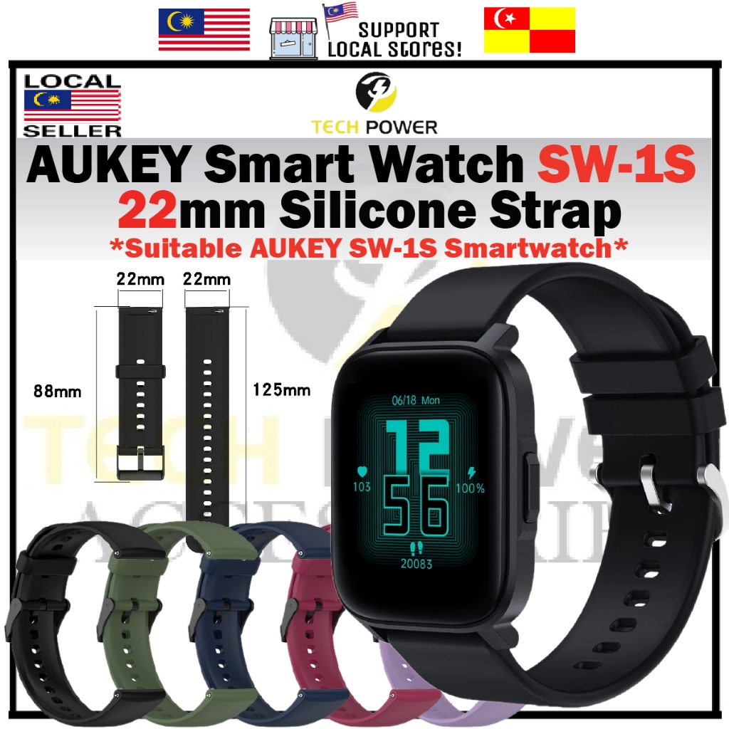 AUKEY SW-1S Smartwatch Silicon Strap 22MM / Tali Jam 22MM Untuk AUKEY Smartwatch SW-1S | Shopee ...