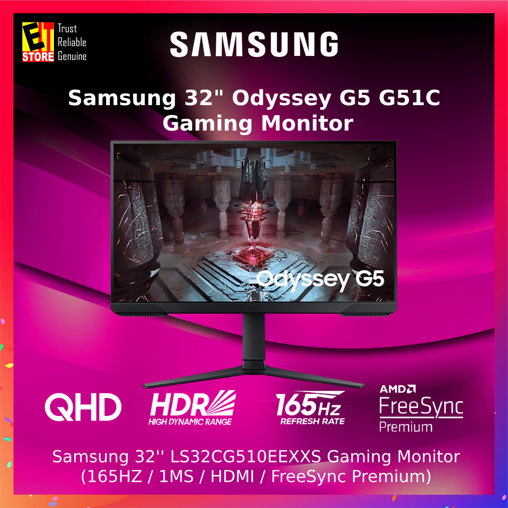 Samsung 27'' Odyssey G5 G51C Gaming Monitor QHD 2K/ 165Hz/1ms/PIVOT, TILT,, SWIVEL, ADJUSTABLE ...