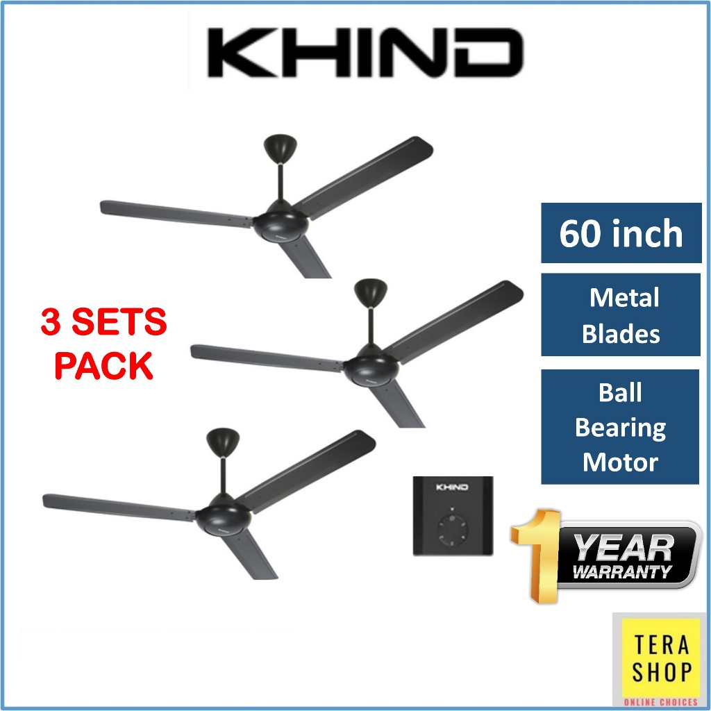 Khind CF6C23B / CF618 3 SETS Ceiling Fan 60" Black White Color Kipas ...