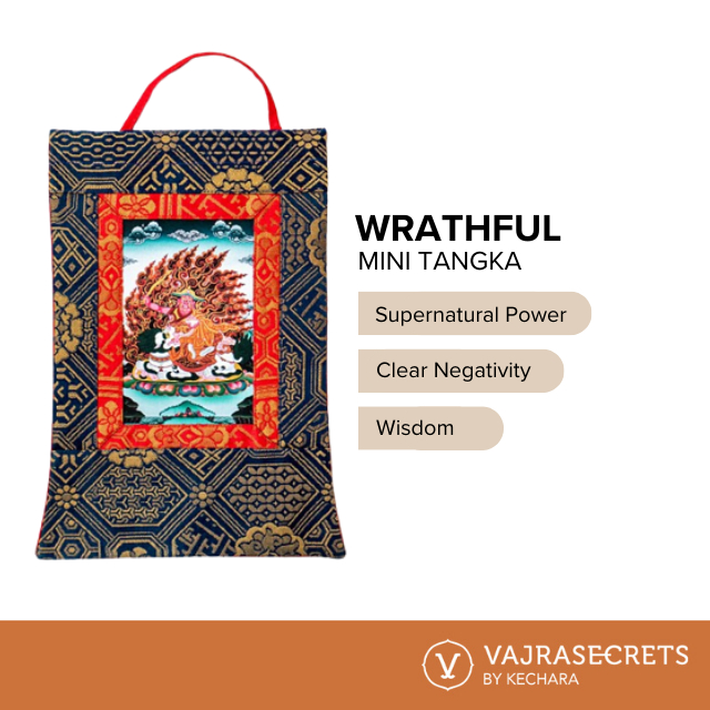 Wrathful Dorje Shugden Mini Thangka with Brocade - Attract Positivity ...