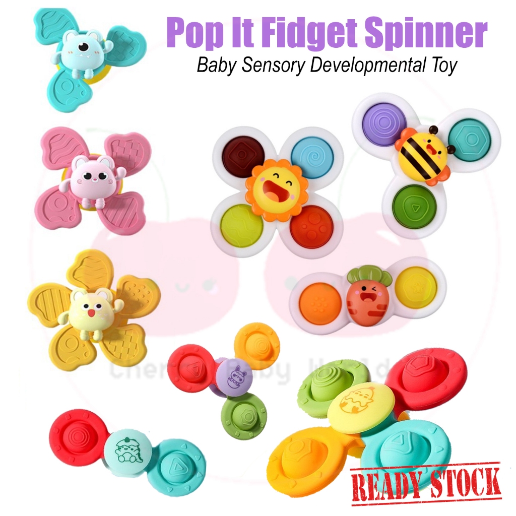 Baby Spinner Toys With POP IT Bath Toys Finger Spinner for Baby Sensory ...