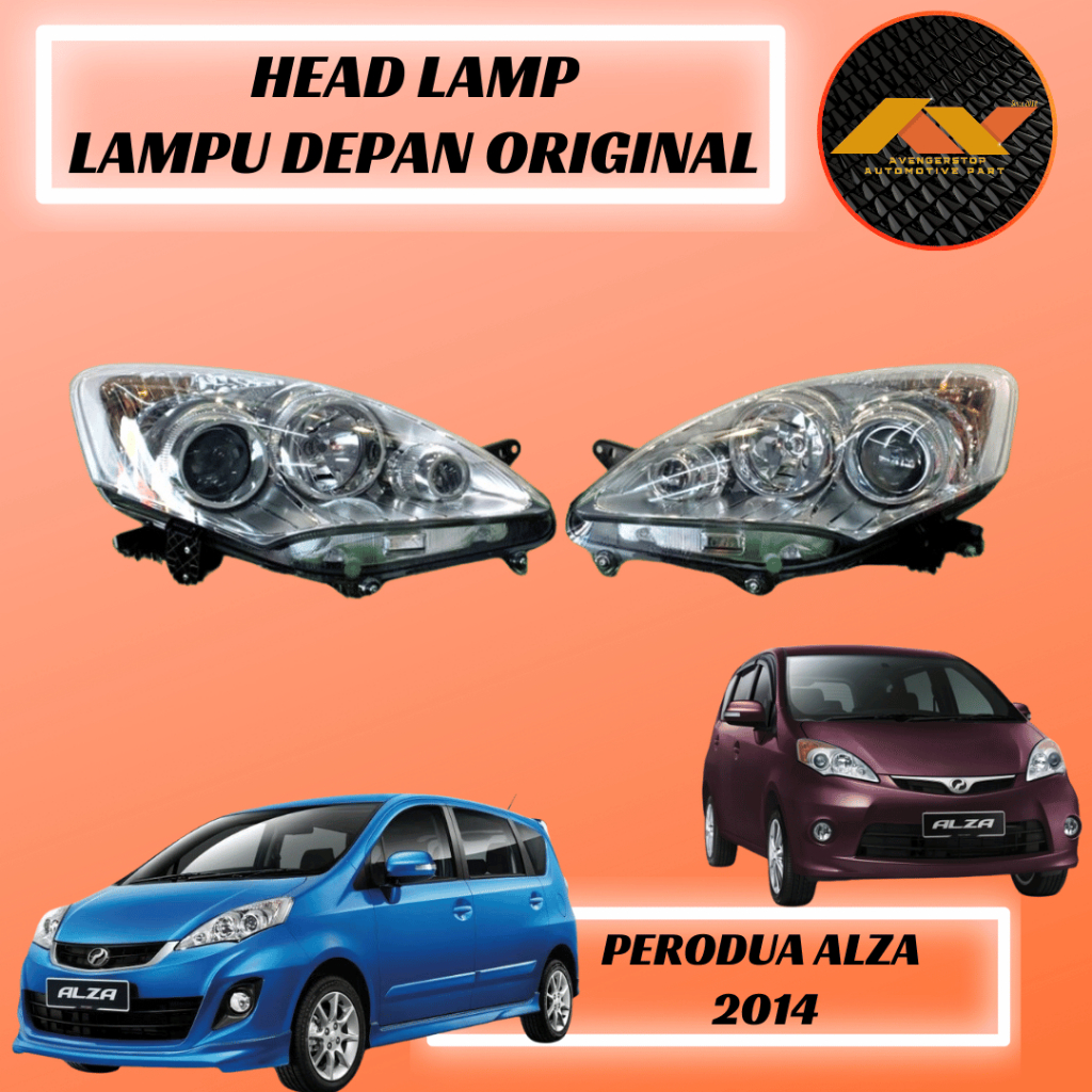Original Perodua Alza 2014 Head Lamp Headlight Lampu Depan Besar 100% ...