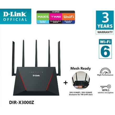 D-Link DIR-X3000Z For TM UniFi DIR-X3060Z & DIR-X1860Z AX3000 Mesh ...