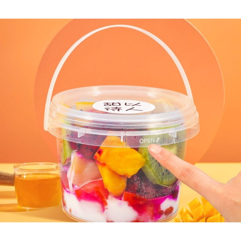 FLOWSY Balang Kuih Bekas Cocktail Buah Potong 300ML Round With Handle ...