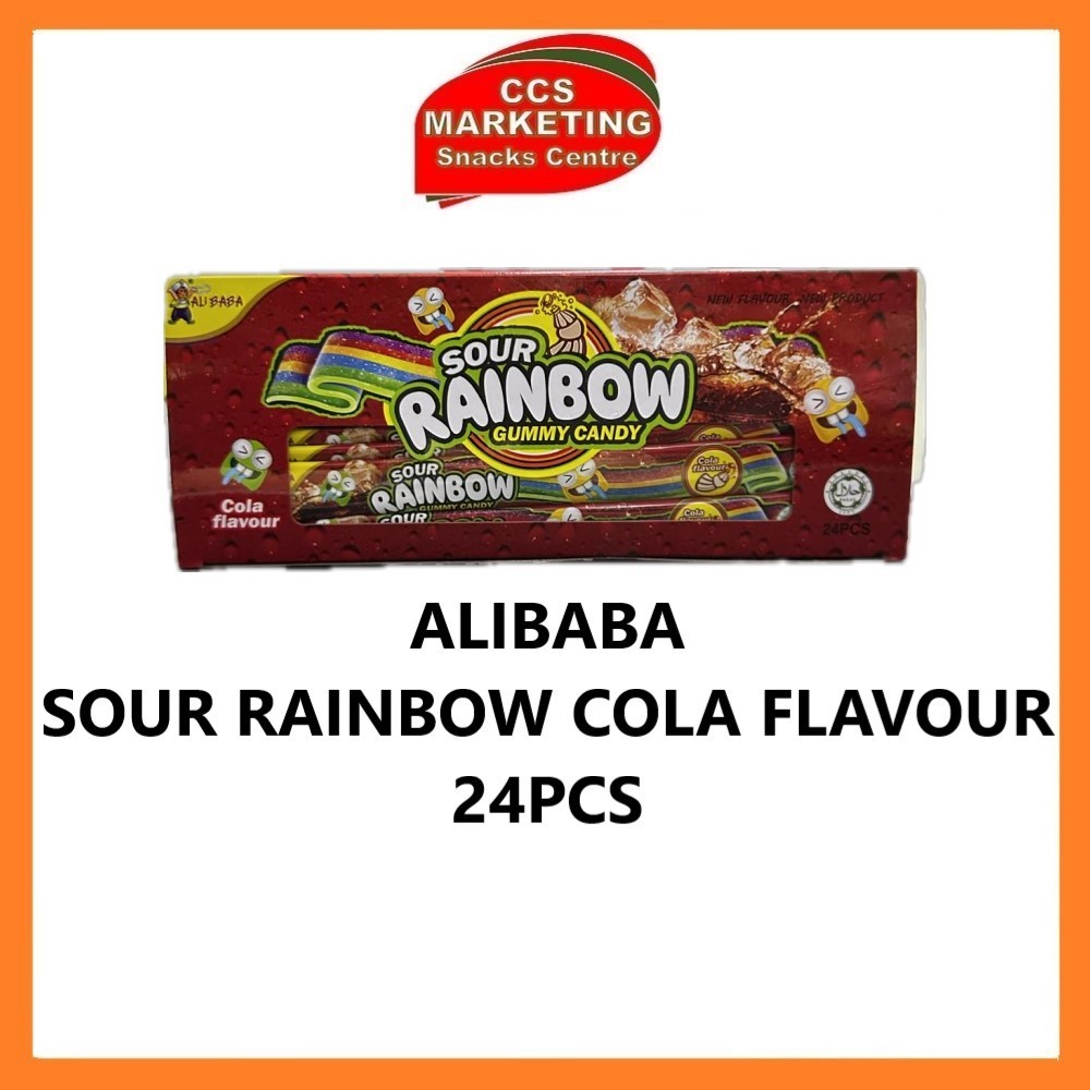 CCS Alibaba Sour Rainbow Cola flavour / Fruit Stripe Gummy Candy Fruit ...