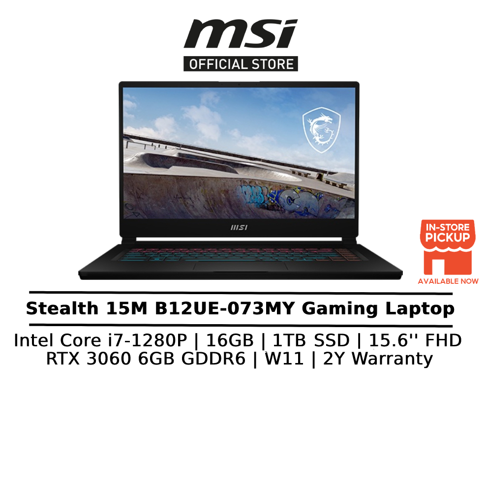 MSI LAPTOP STEALTH 15M B12UE-073MY GAMING (I7-1280P/16GB/1TB/15.6" FHD ...