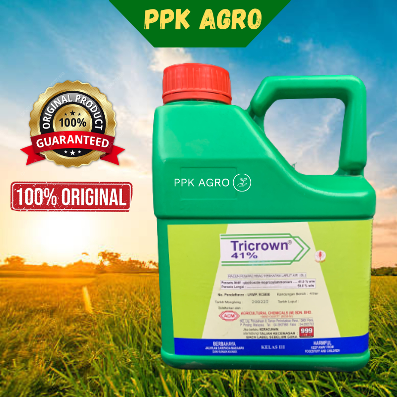4L Tricrown ACM Glyphosate 41% Herbicide Sama Macam Ecomax (RACUN ...