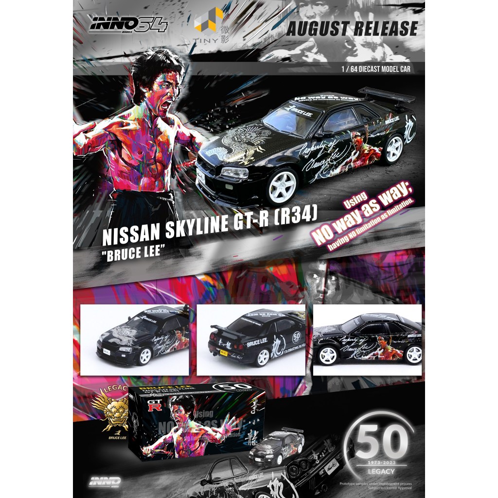 [INNO64] INNO64 X TINY HK X BRUCE LEE - NISSAN SKYLINE GT-R (R34) "Bruce Lee" - Black D60 ...