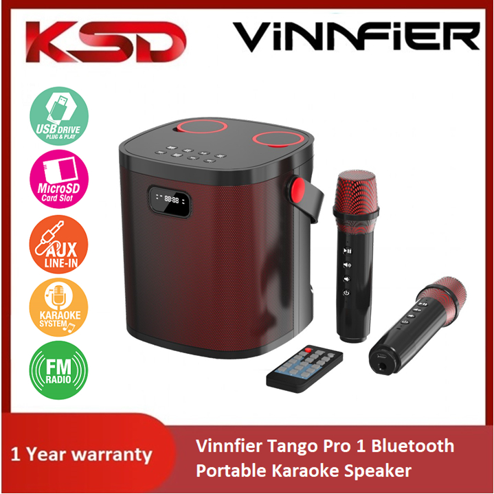 Vinnfier VF Tango Pro 1 Bluetooth Portable Karaoke Speaker with 2 Wireless Microphone TWS USB ...