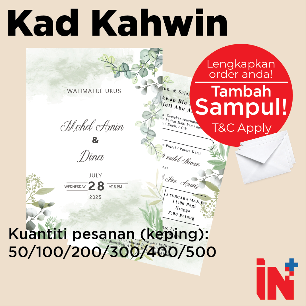 Kad Kahwin 105x148mm/148x210mm A6/A5(Lipat) Wedding card + Design ...