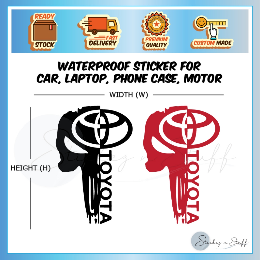 Toyota Skull Sticker Reflective Stiker Motorsport Superbike Car Racing ...