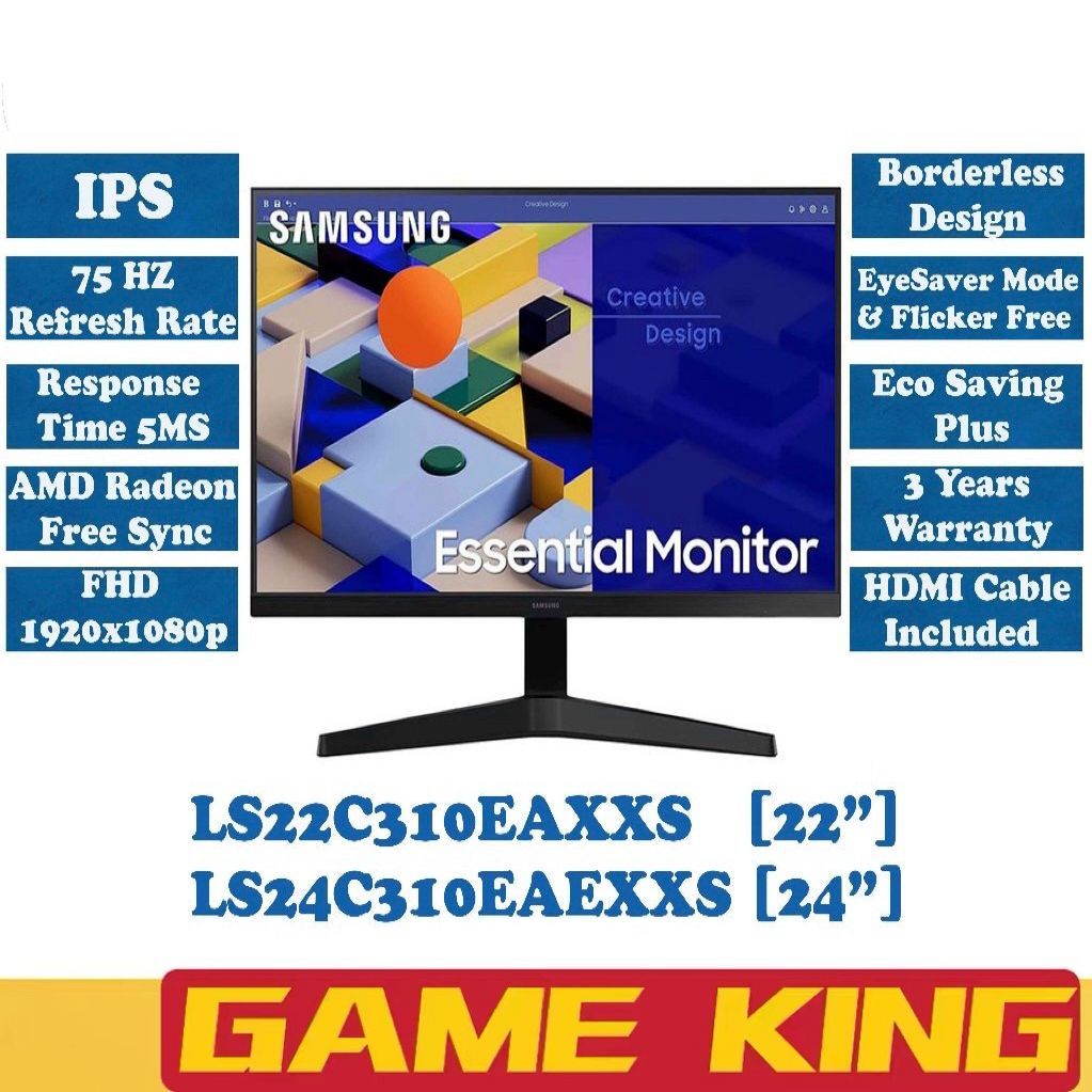 Samsung 22" | 24" | 27" LS22/24/27C310EAEXXS S3 S31C 75hz IPS Freesync ...