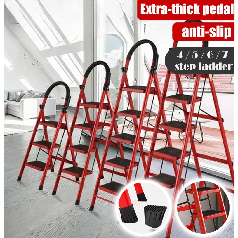 4 / 5 / 6 / 7 Step Tangga Lipat Foldable Ladder /Thickened Pedal Steel ...