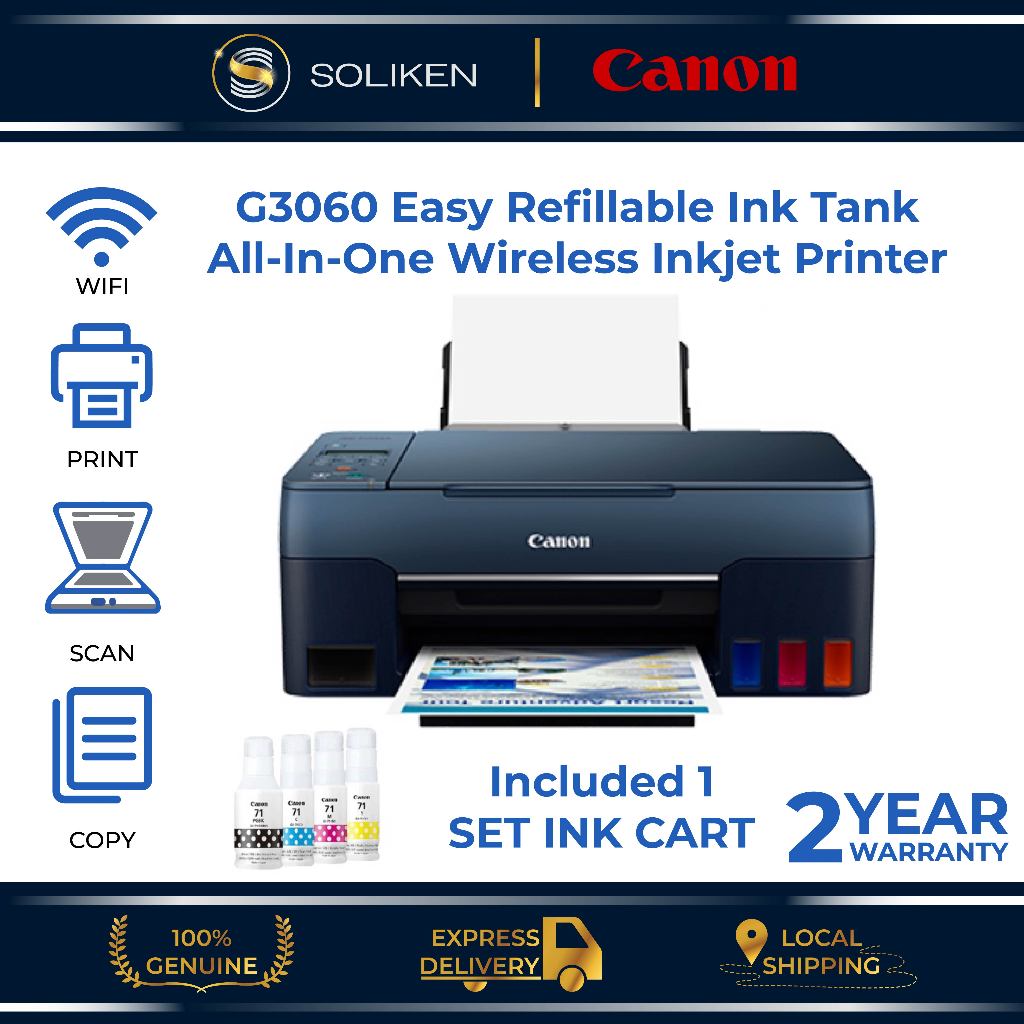 CANON Pixma G3060 Easy Refillable Ink Tank All-In-One Wireless Inkjet ...