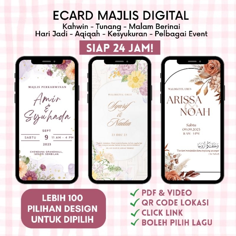 E-Kad Kahwin Digital Wedding Card E-kad Kahwin Kad Pdf Video Jemputan Perkahwinan | Shopee Malaysia