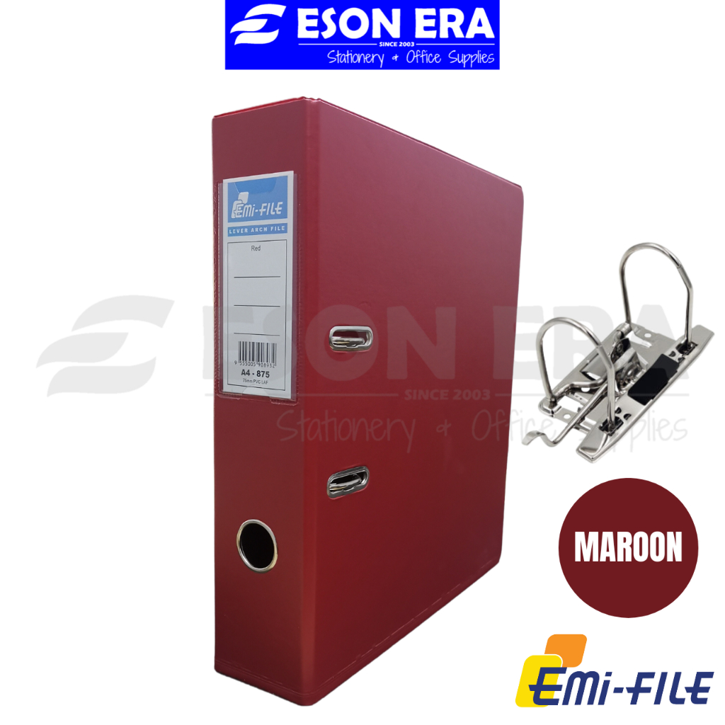 EMI A4 PVC Hard Cover Colour Lever Arch File 3inch 75mm 875-A4 Ring ...