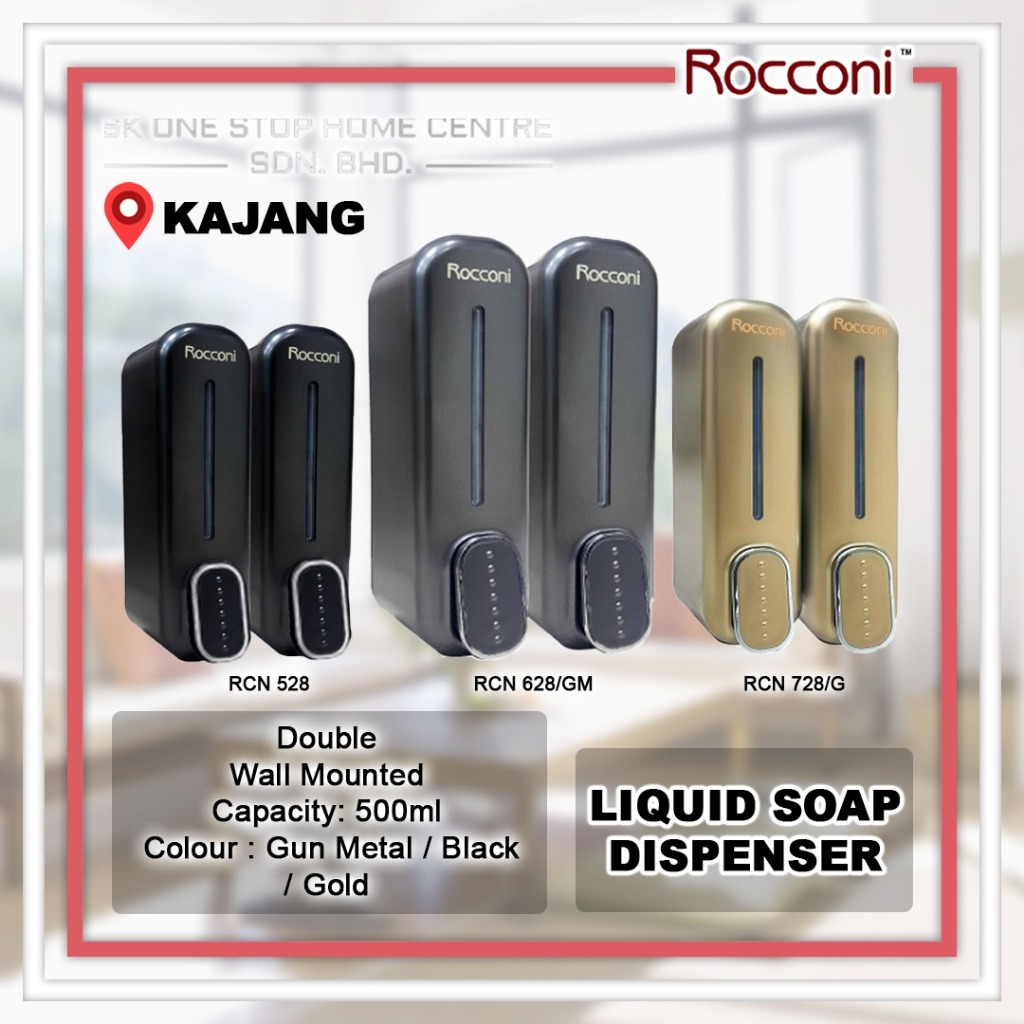 ROCCONI Wall Mounted Double 500ml Liquid Soap Dispenser (Matt Black ...