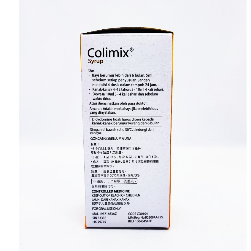 Colimix Syrup 90ml (Melegakan kesakitan spasma usus & kembung perut ...
