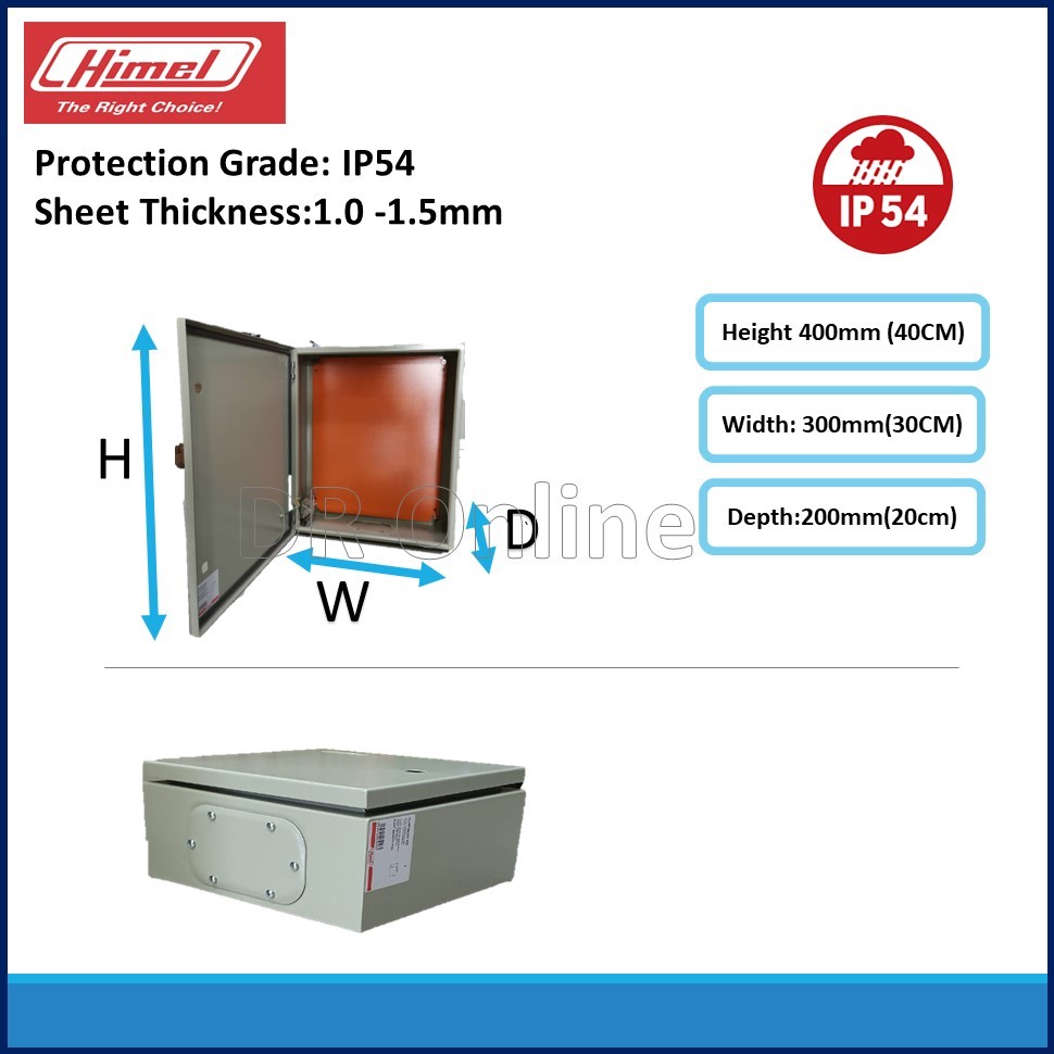 HIMEL IP54 Metal Enclosure Electrical Panel Box H400mm X W300mm X ...