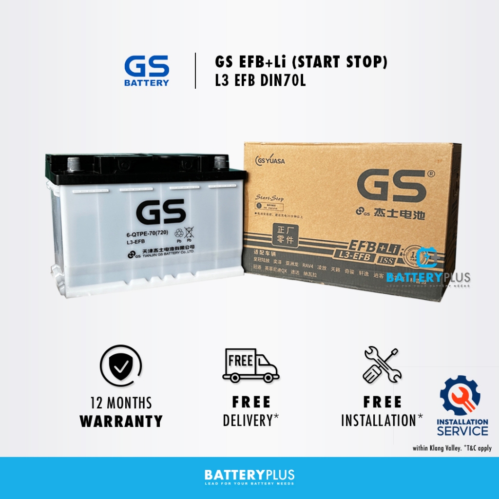 [ Installation Provided ] LN3 EFB | DIN70L EFB GS EFB for Idling Stop Car Battery Bateri Kereta ...