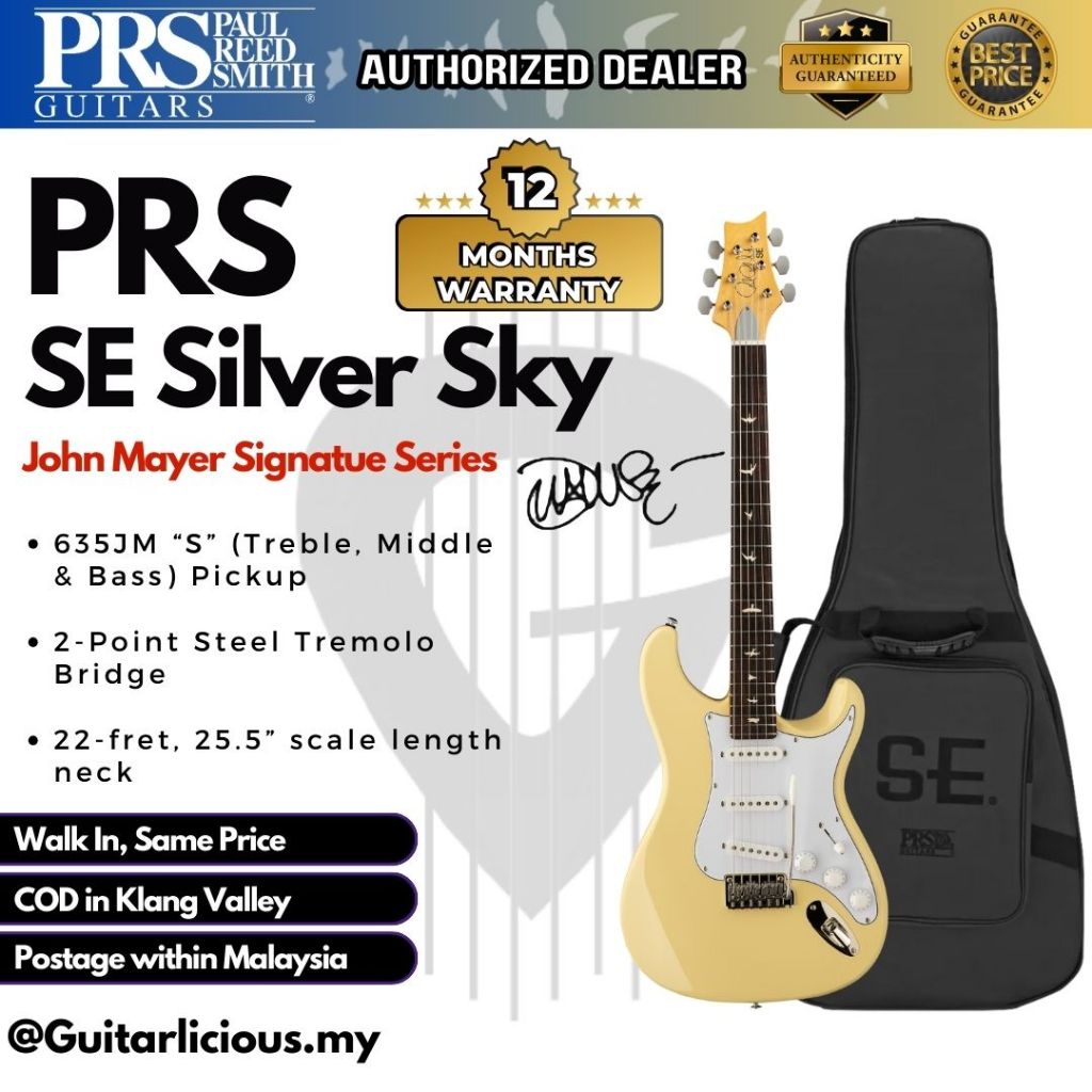 PRS SE John Mayer Signature Series Silver Sky Electric Guitar, Moon ...