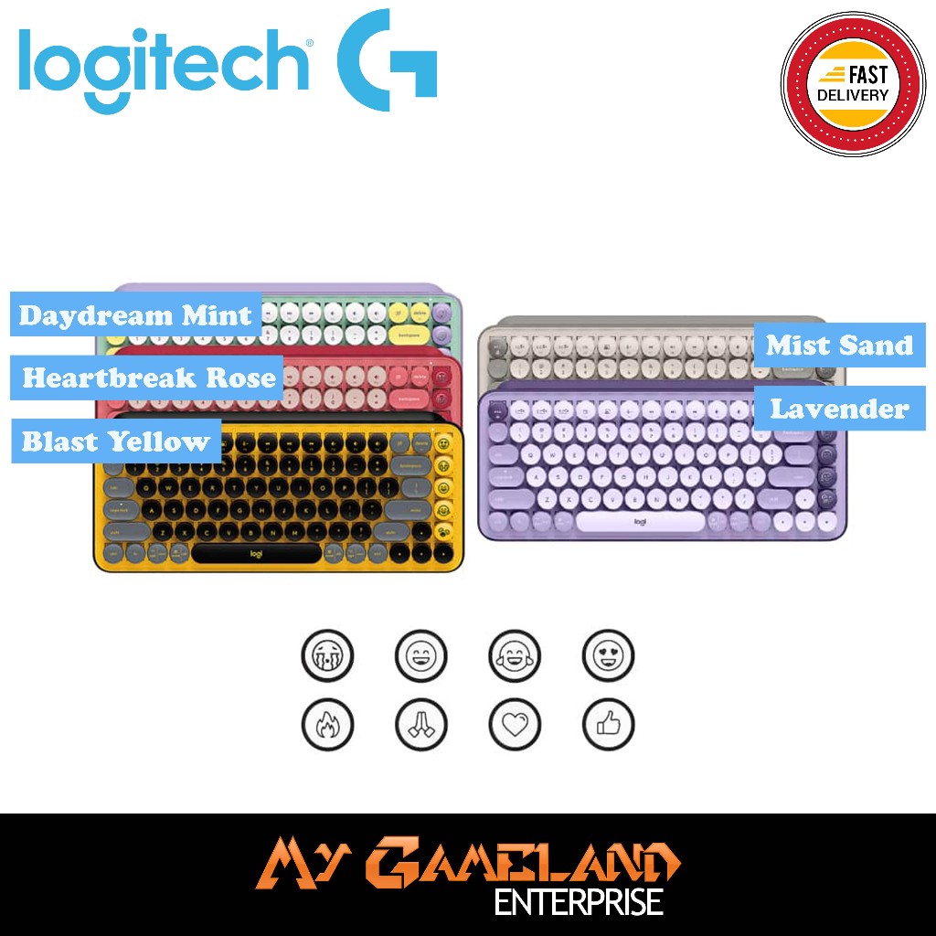 Logitech POP Keys Mechanical Wireless Keyboard with Customisable Emoji ...