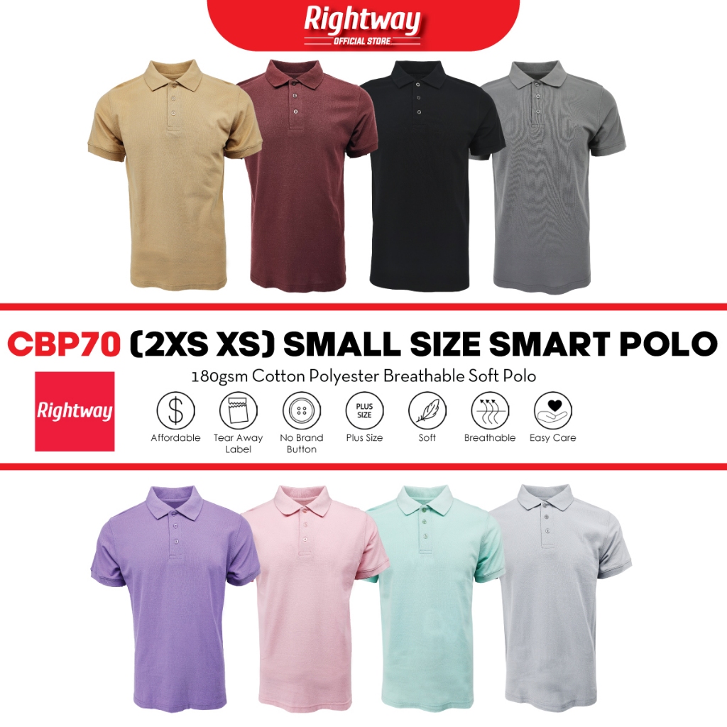 RIGHTWAY (2XS XS) Small Size Cotton Blend Casual Polo CBP70 Unisex ...