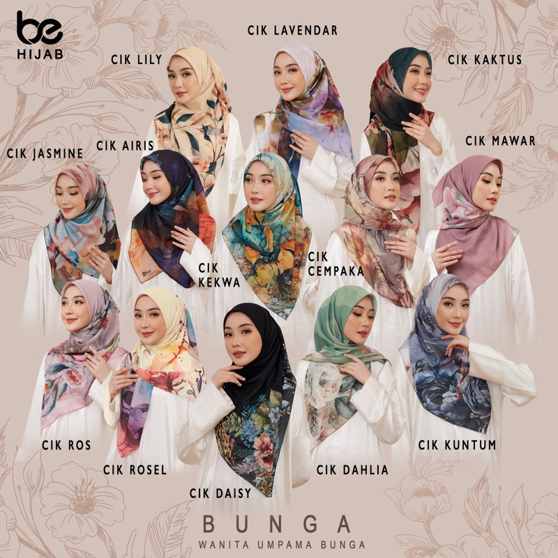 Be Hijab EDISI BUNGA bidang 45 & 50 | Shopee Malaysia