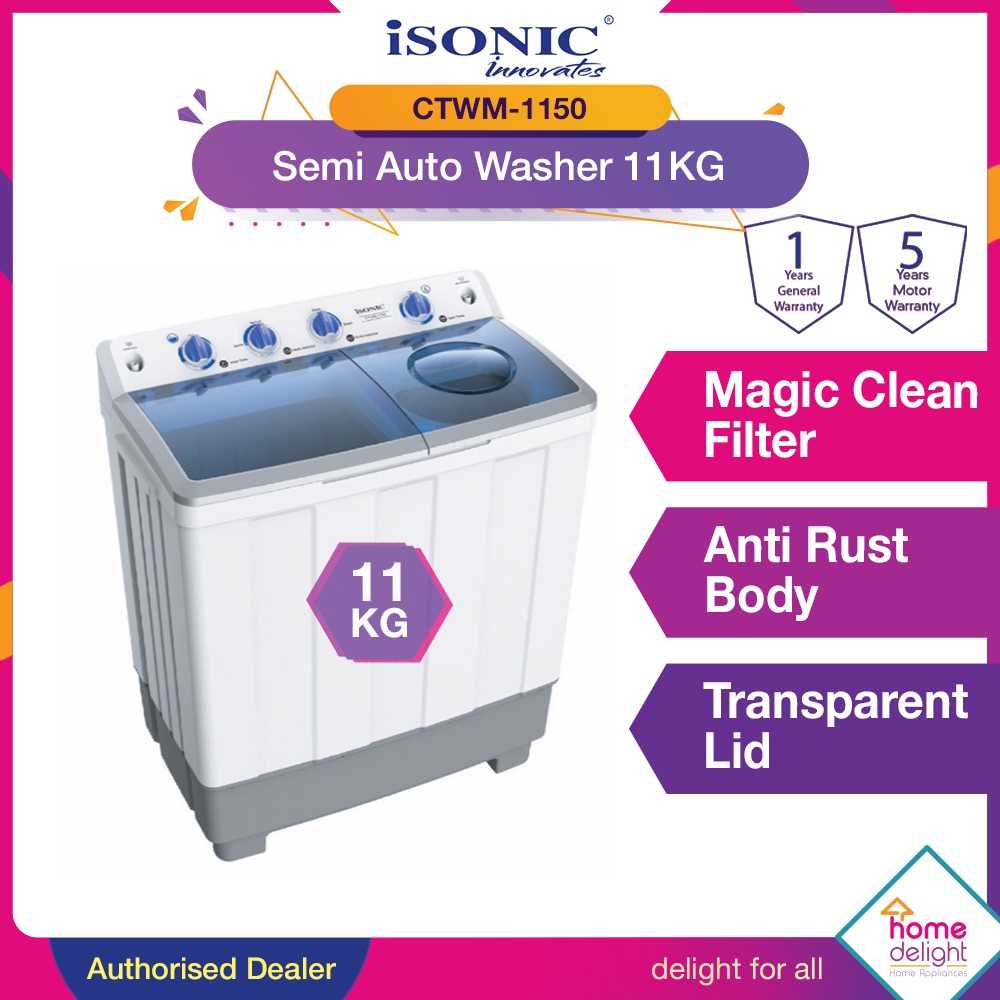 Isonic Twin Tub Semi Auto Washing Machine 11KG [ CTWM-1150 / CTWM1150 ...