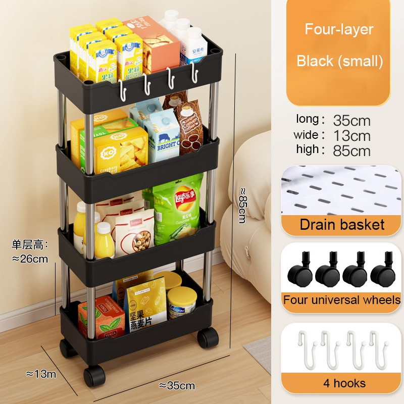3 /4 Tier Storage Trolley Rack Kitchen Office Movable Shelves Toys ...