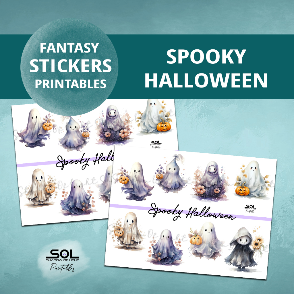 Spooky Halloween Stickers | Printable Watercolor Washi Stickers | PDF ...