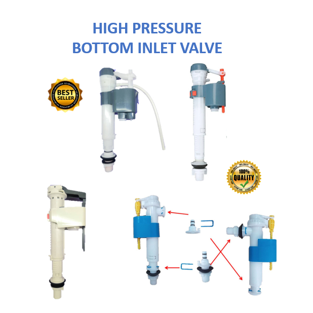 Toilet Water Tank Adjustable Compact Dual Inlet Valve Side Bottom ...