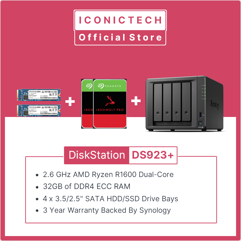 - x2 SSD Cache - Synology DS923+ 32G ram IRONWOLF/PRO NAS | Pre Configured Nas | On-Site ...
