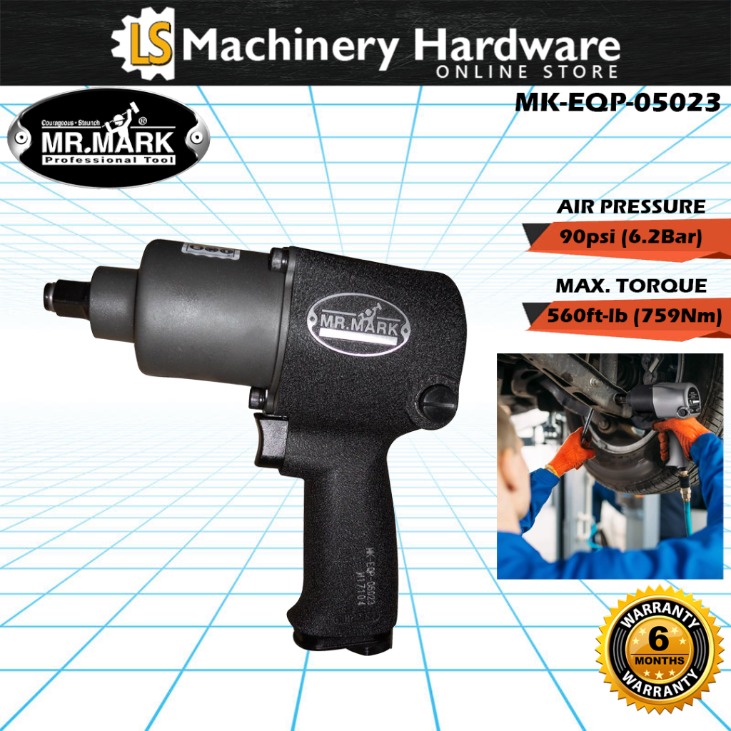 Mr.Mark MK-EQP-05023 1/2" 759N.m Twin Hammer Pneumatic Air Impact ...