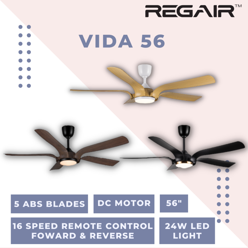 Regair Inovo Vida 56 Kipas Siling Ceiling Fan 5 Blades With Remote ...