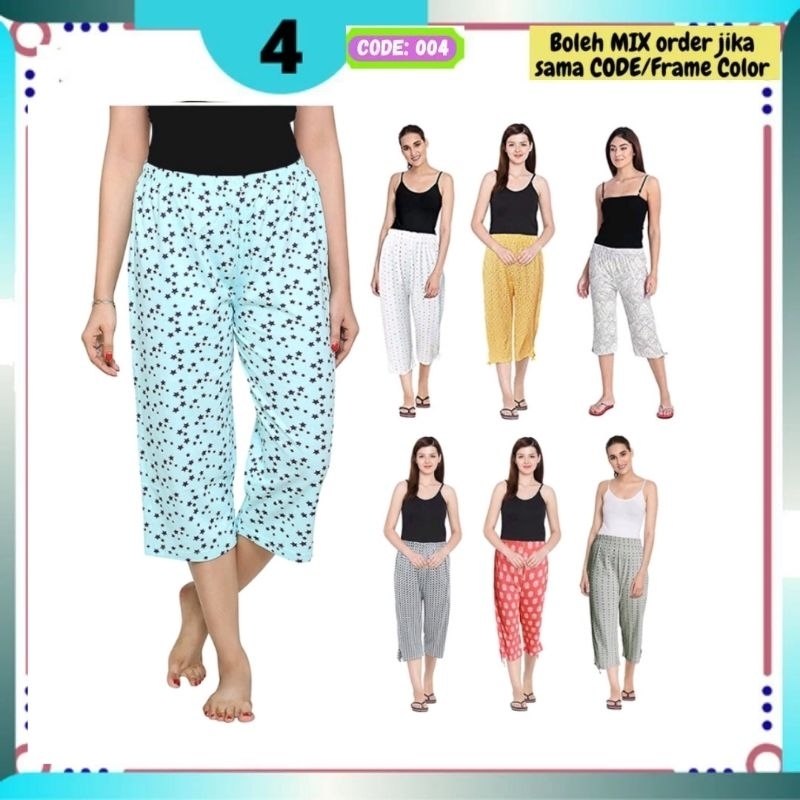 L004 Adult 3 Quarter Casual Night wear Sleep Pant Floral Stripes Women ...