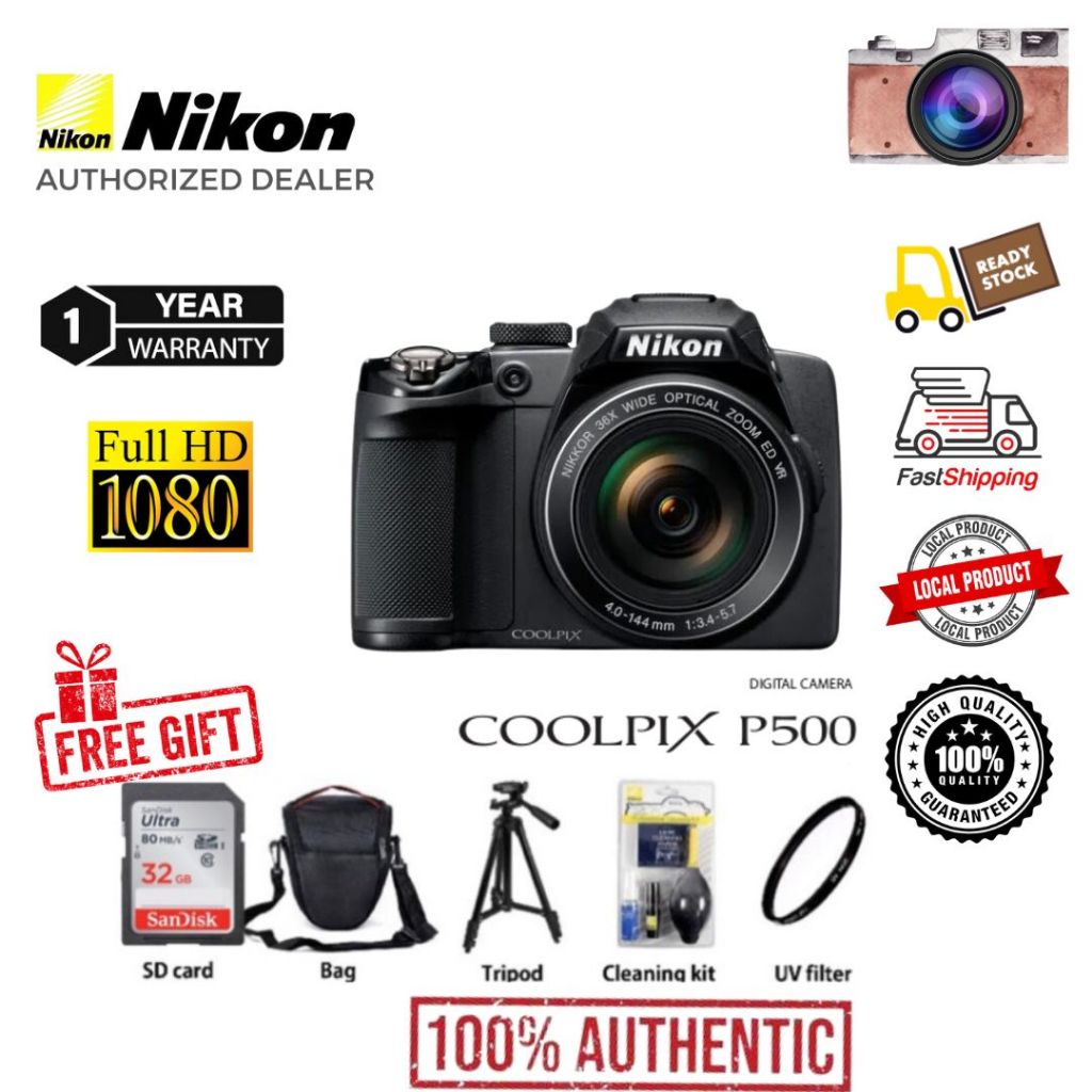 Nikon coolpix P500 Flip Screen 36x super wide optical VR zoom camera ...